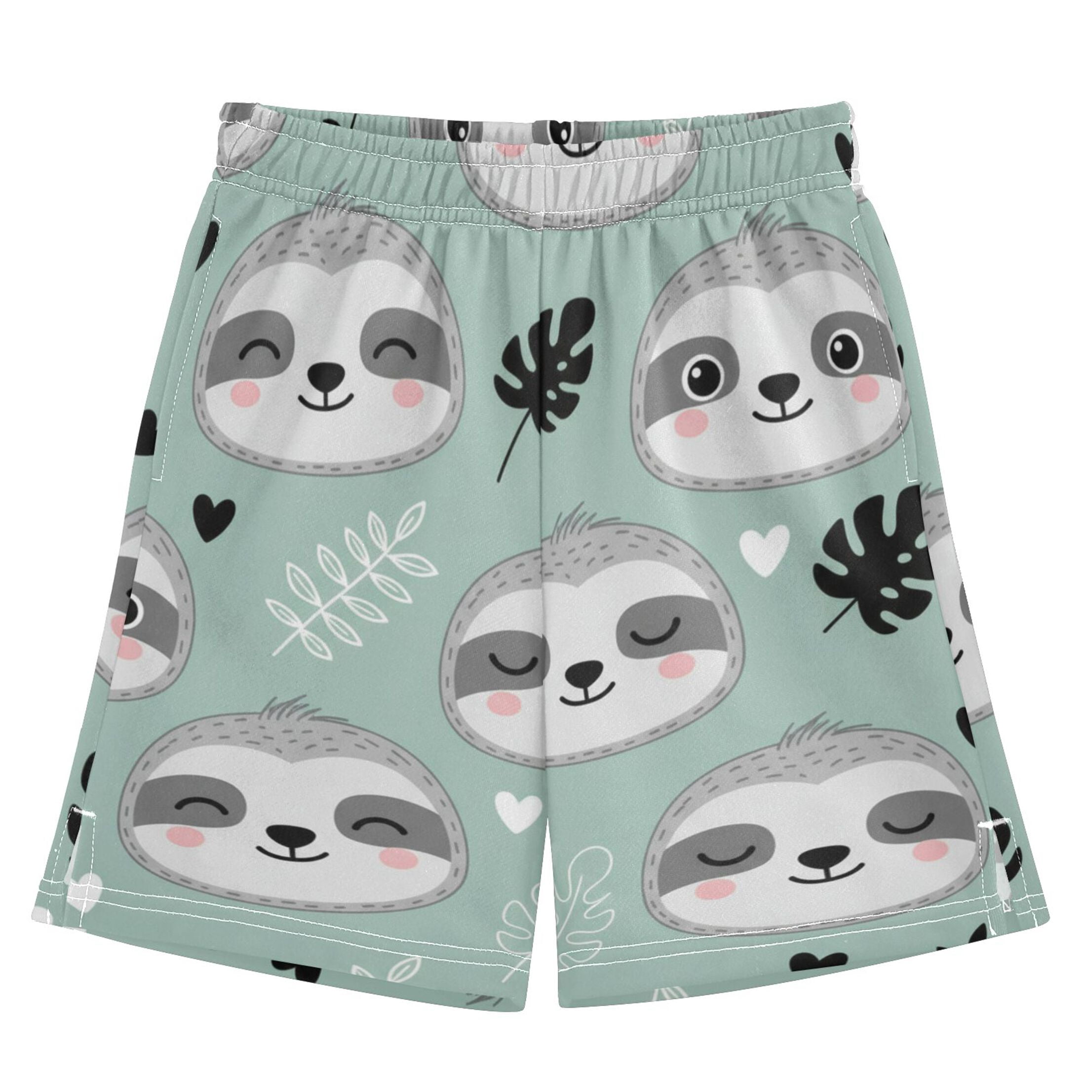 BZSMCE Adjustable Drawstring Casual Shorts With Cute Sloths Pattern ...