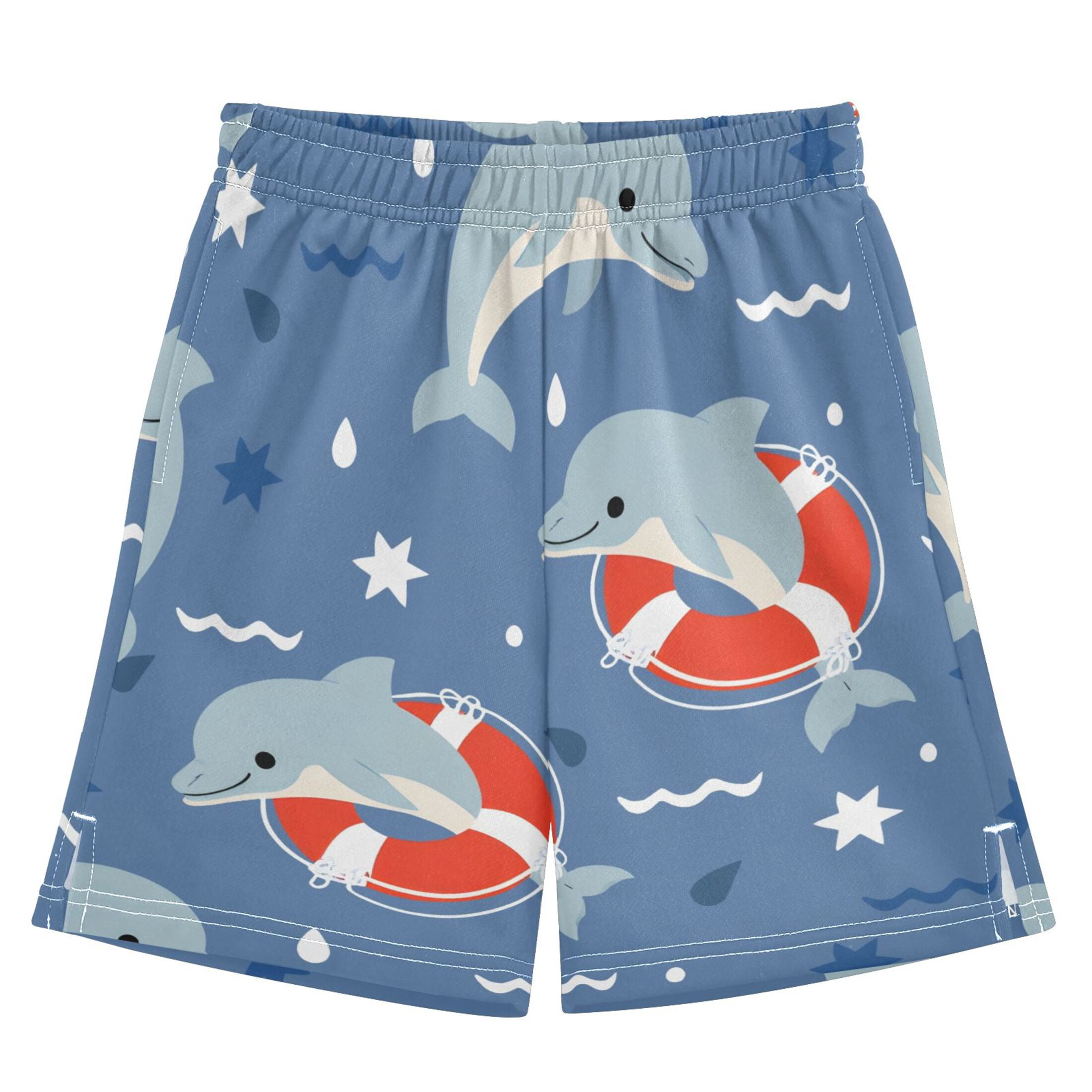 BZSMCE Adjustable Drawstring Casual Shorts With Cute Swimming Circle ...