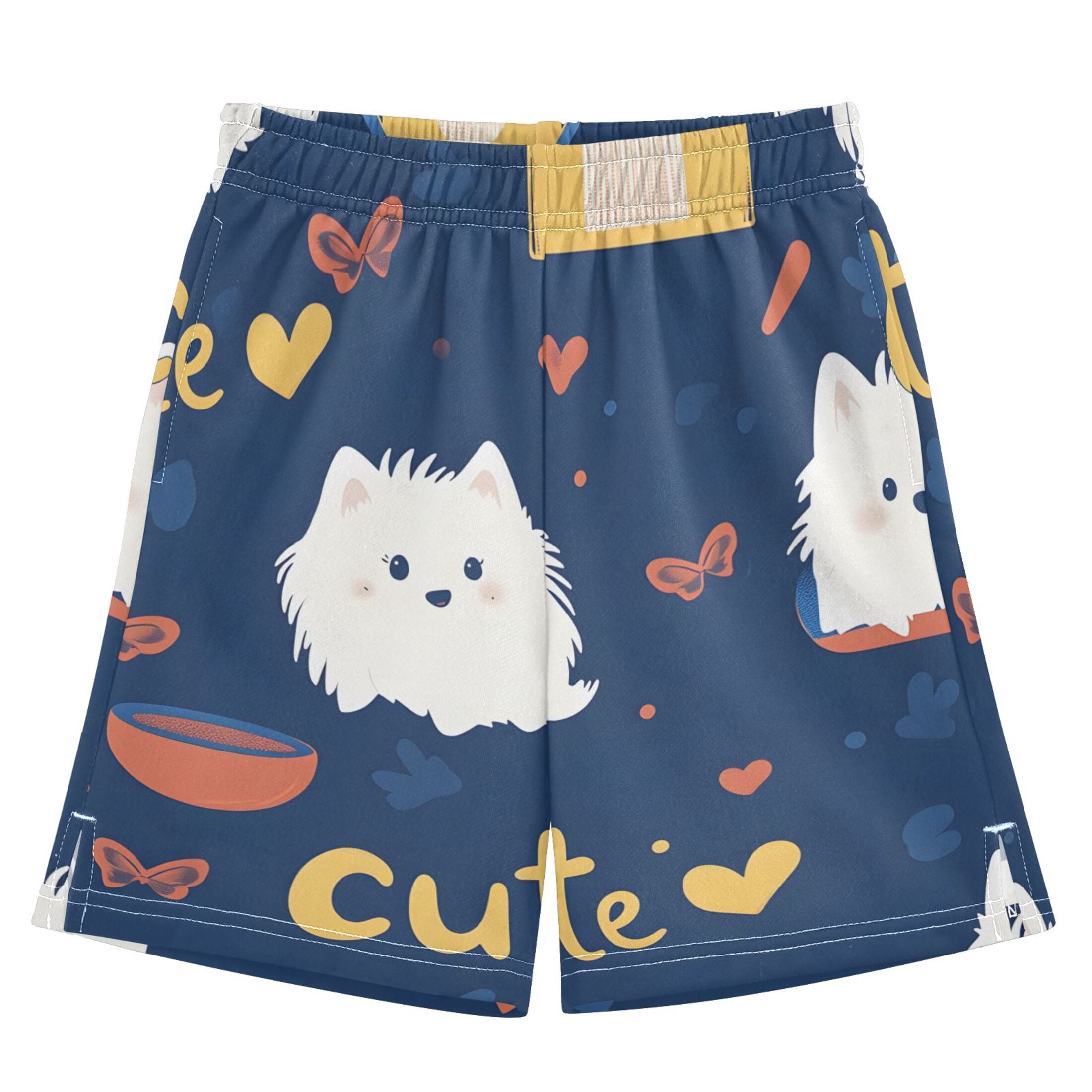 BZSMCE Adjustable Drawstring Casual Shorts With Cute White Dog House ...