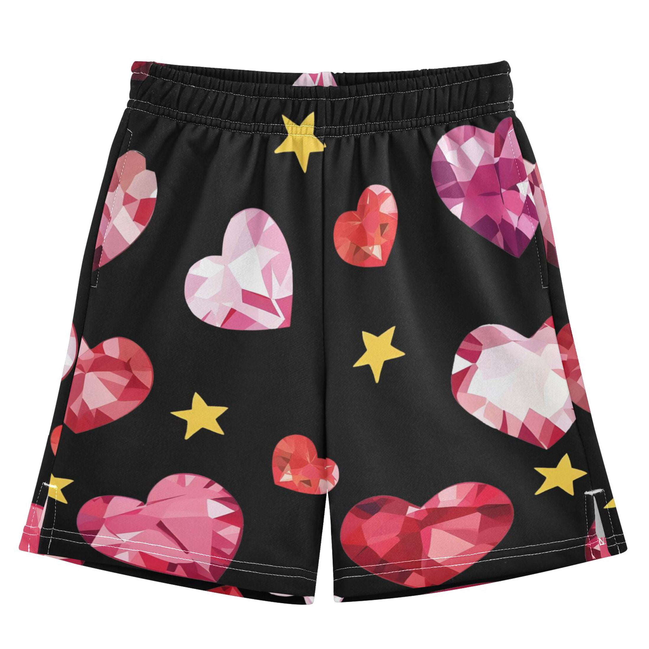 BZSMCE Adjustable Drawstring Casual Shorts With Diamond Heart Pattern ...