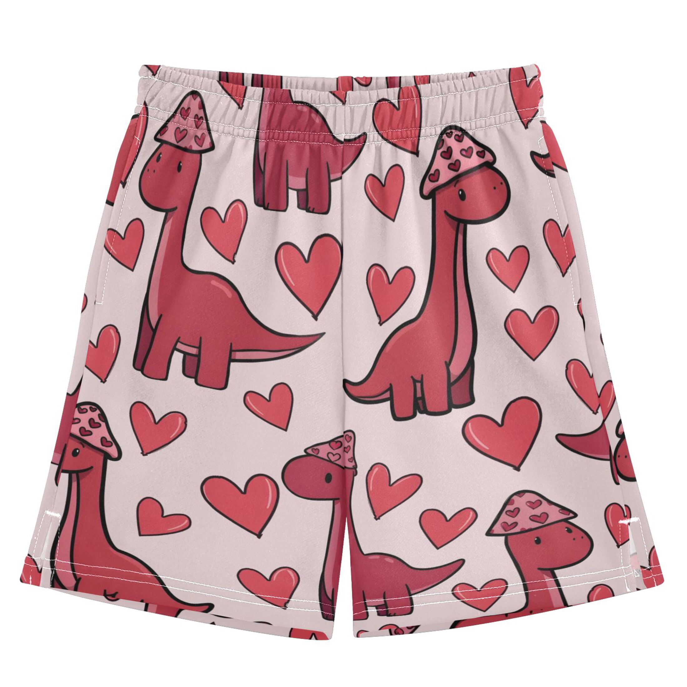 BZSMCE Adjustable Drawstring Casual Shorts With Dinosaur Hat Heart ...