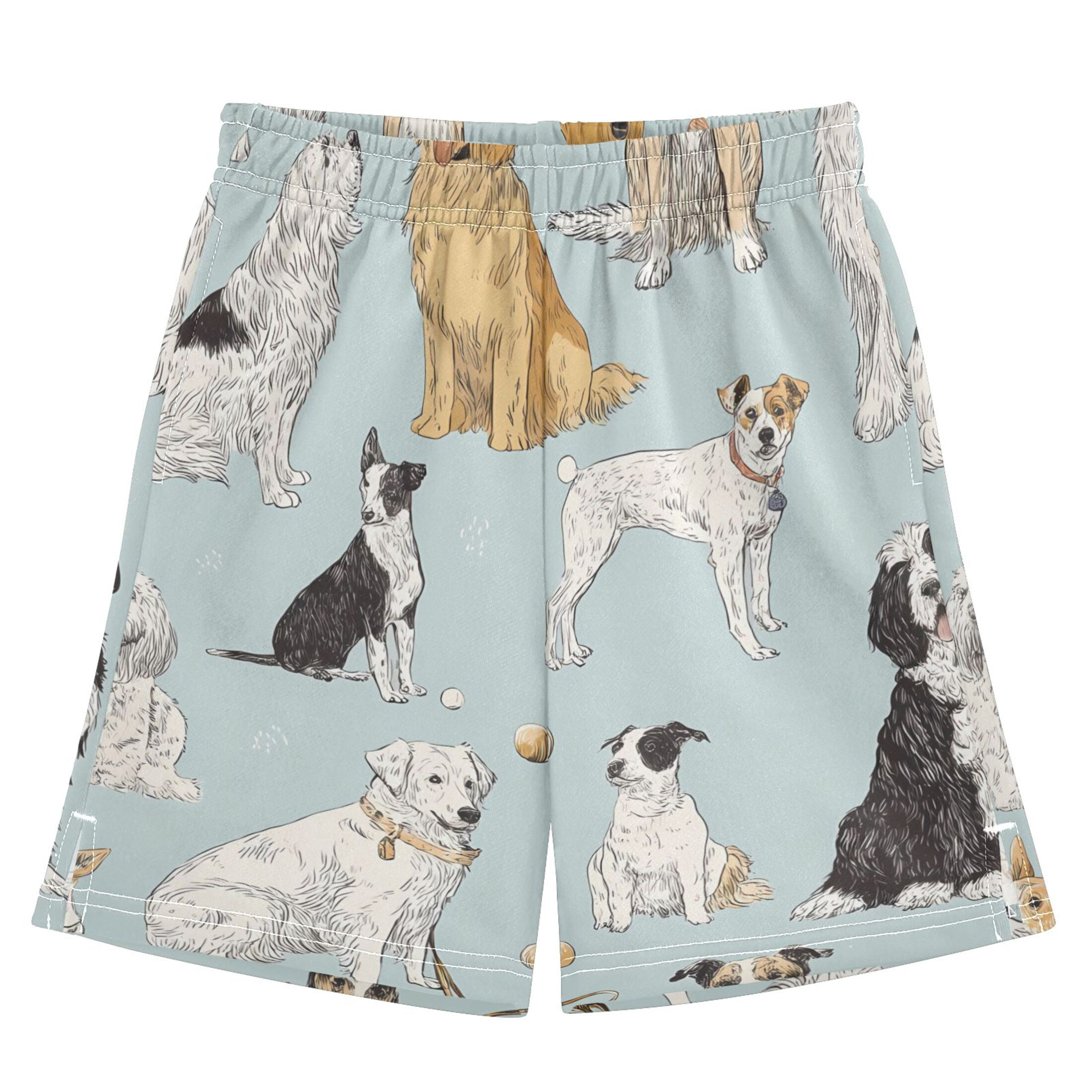 BZSMCE Adjustable Drawstring Casual Shorts With Dog Ball Pattern ...