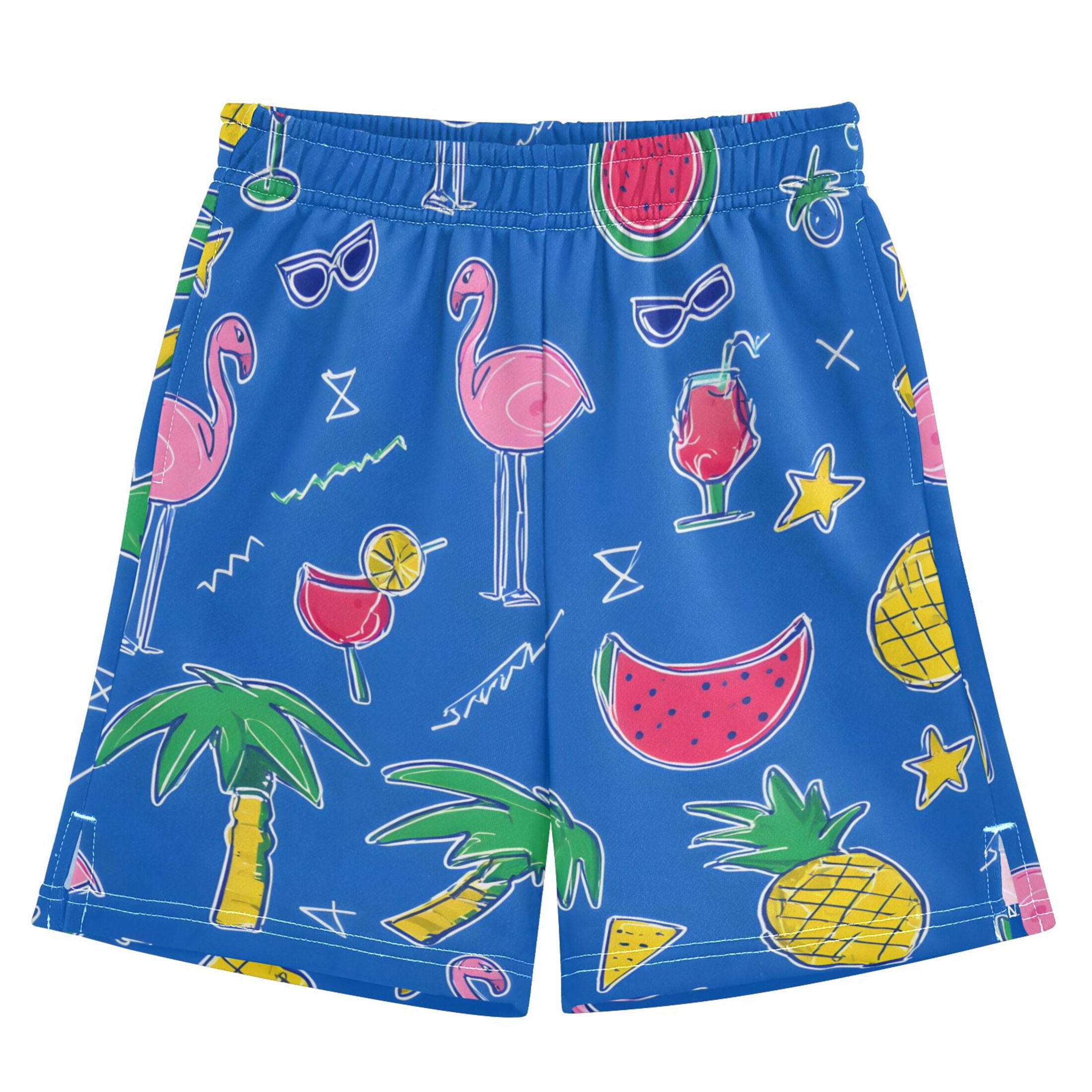 BZSMCE Adjustable Drawstring Casual Shorts With Flamingo Watermelon ...