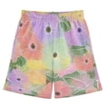 BZSMCE Adjustable Drawstring Casual Shorts With Flower Design Pattern ...
