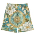 BZSMCE Adjustable Drawstring Casual Shorts With Flower Mandala Green ...