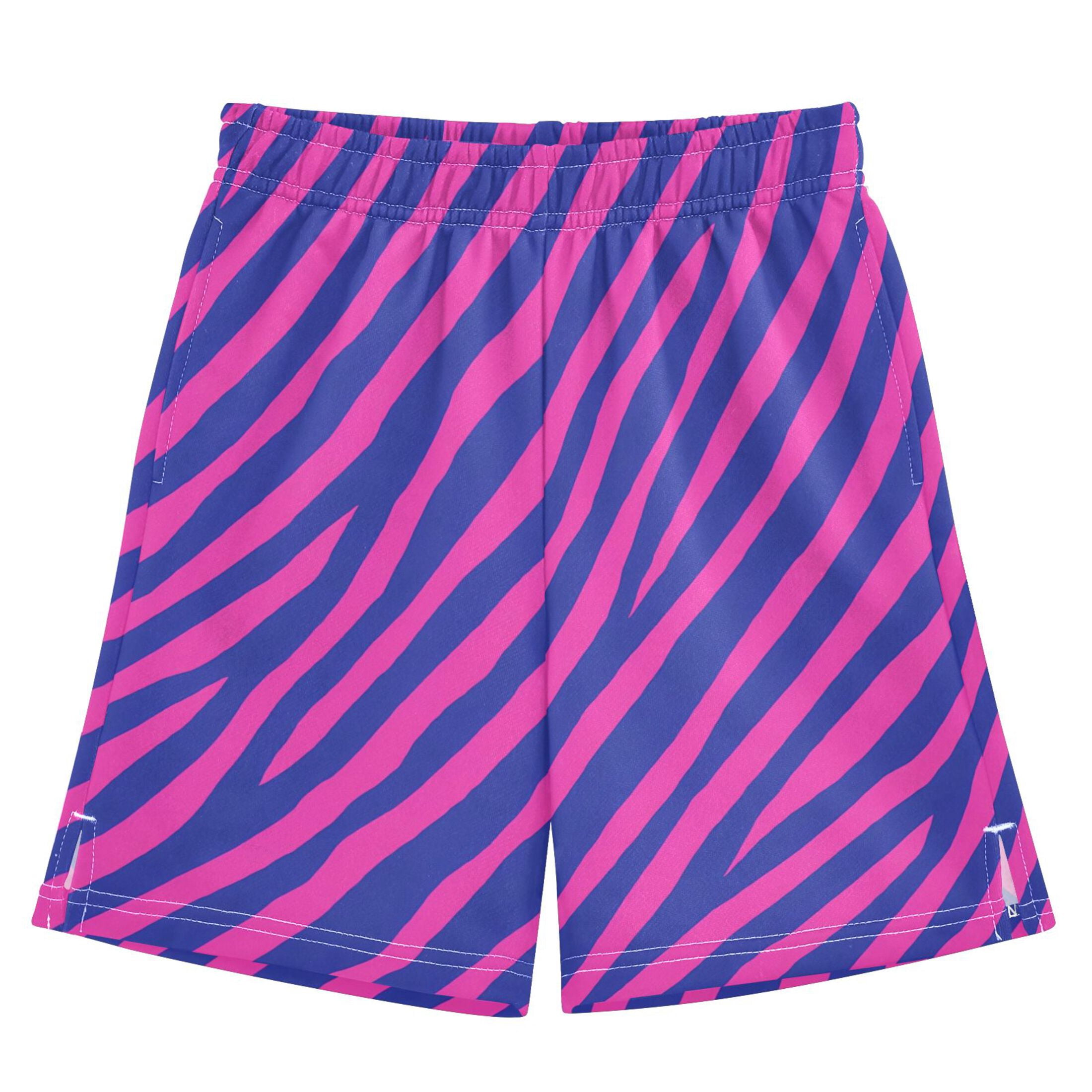 BZSMCE Adjustable Drawstring Casual Shorts With Fluorescent Pink Zebra ...