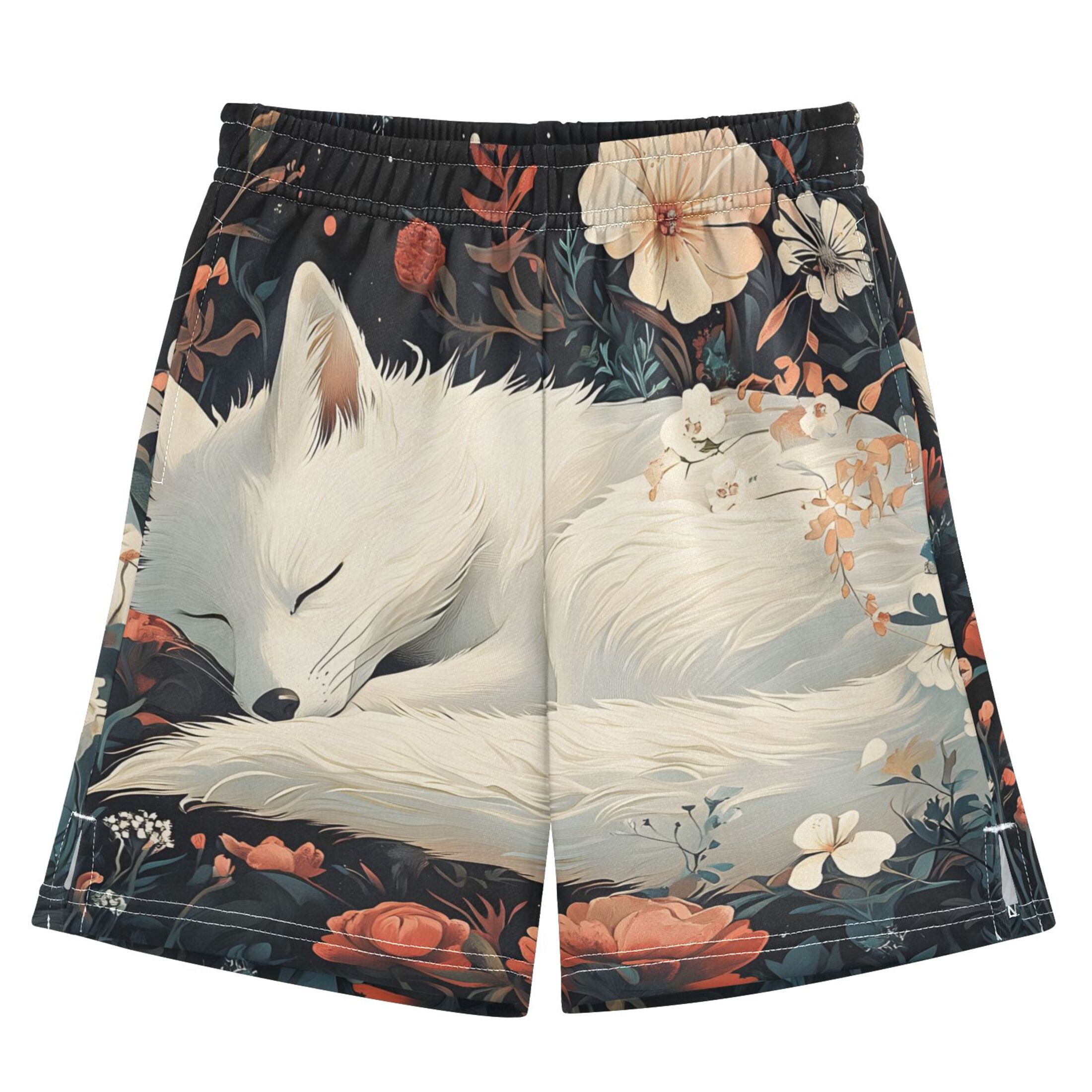 BZSMCE Adjustable Drawstring Casual Shorts With Fox Sleeping with ...