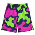 BZSMCE Adjustable Drawstring Casual Shorts With Green Pink Cow Pattern ...