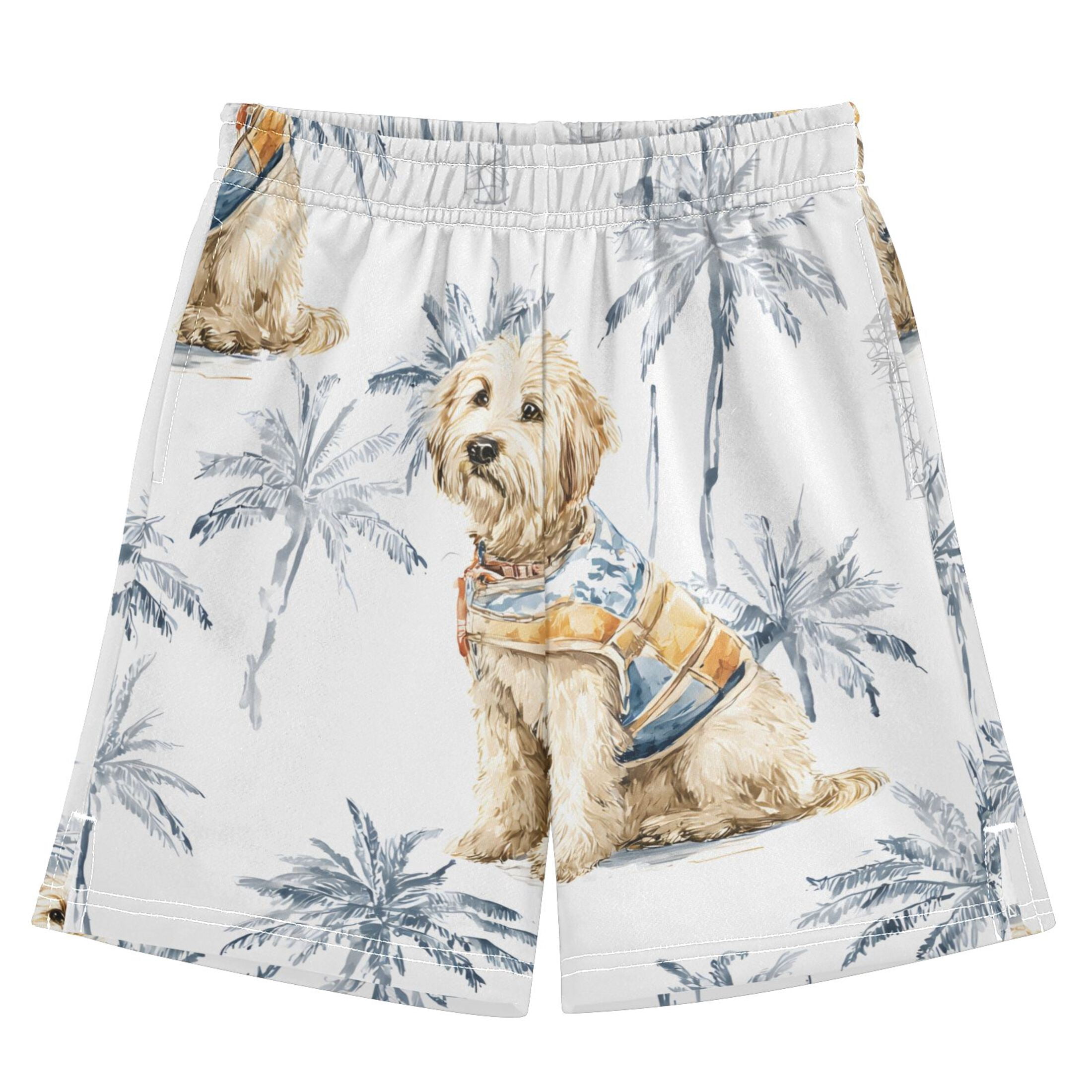 BZSMCE Adjustable Drawstring Casual Shorts With Hand Drawn Palm Tree ...