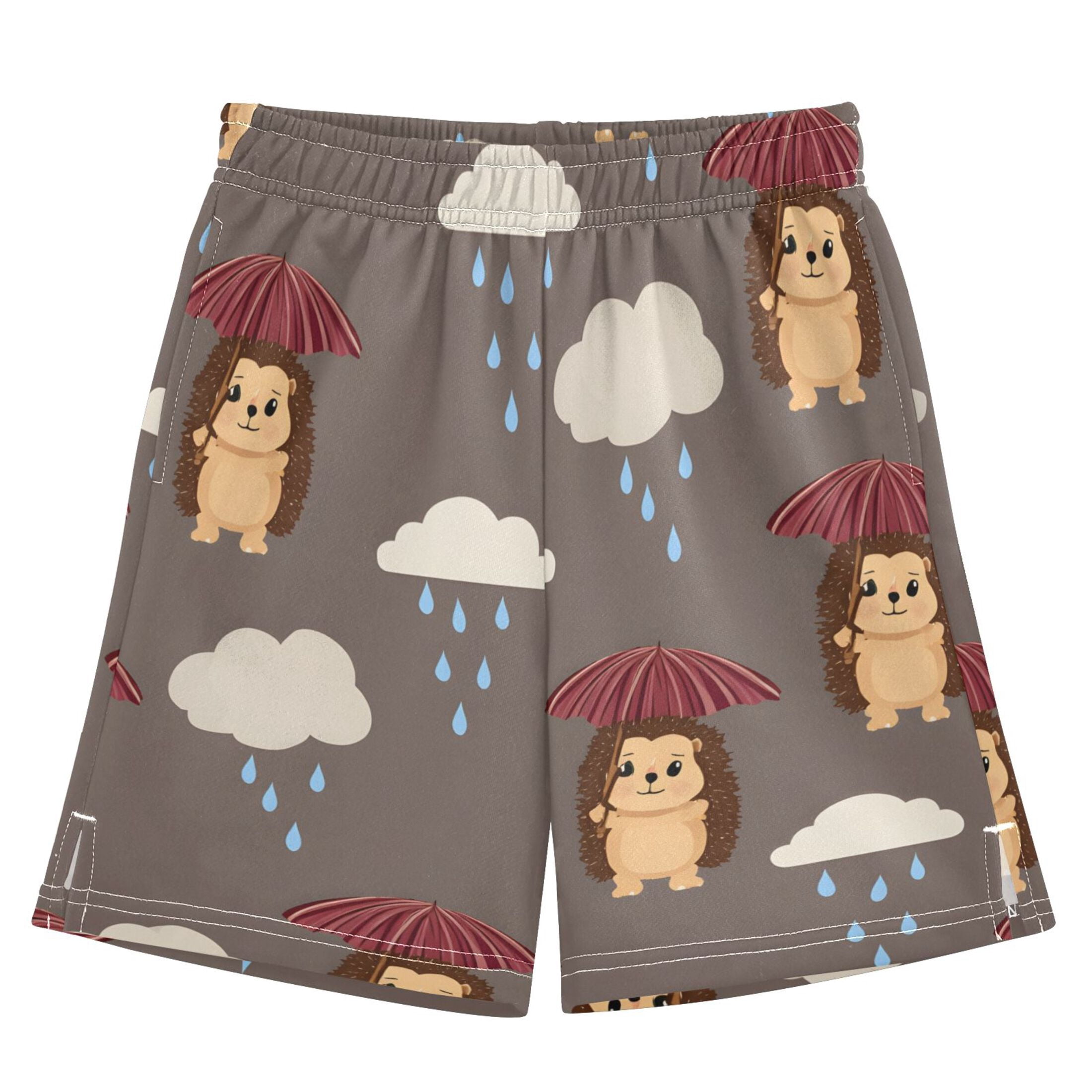 BZSMCE Adjustable Drawstring Casual Shorts With Hedgehog Rain Pattern ...