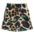 BZSMCE Adjustable Drawstring Casual Shorts With Jewel Green Leopard ...