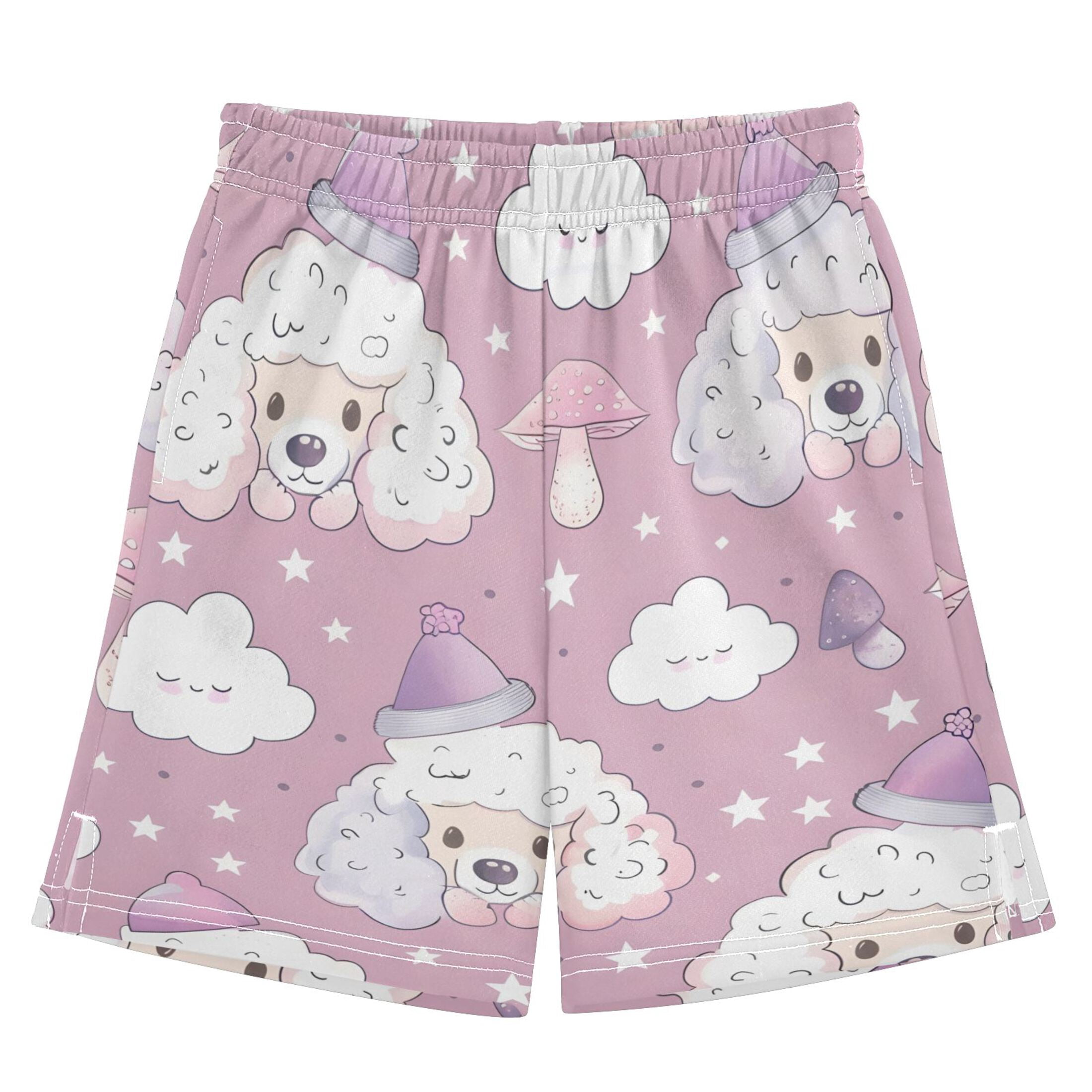 BZSMCE Adjustable Drawstring Casual Shorts With Lamb Dog Cloud Pattern ...