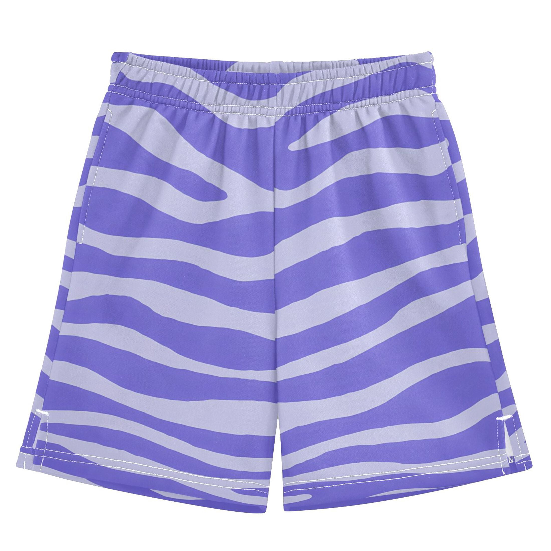 BZSMCE Adjustable Drawstring Casual Shorts With Light Purple Zebra ...