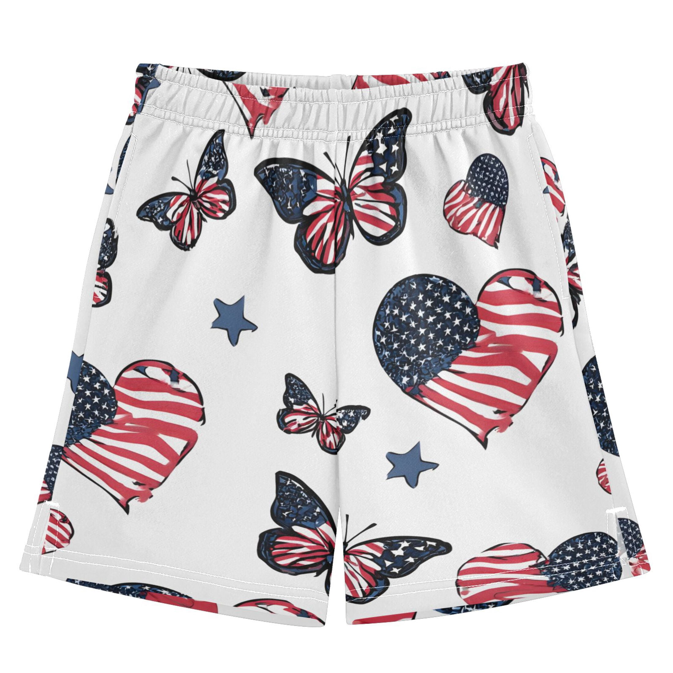 BZSMCE Adjustable Drawstring Casual Shorts With Love Butterfly Pattern ...