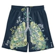 BZSMCE Adjustable Drawstring Casual Shorts With Lungs Flowers Pattern ...