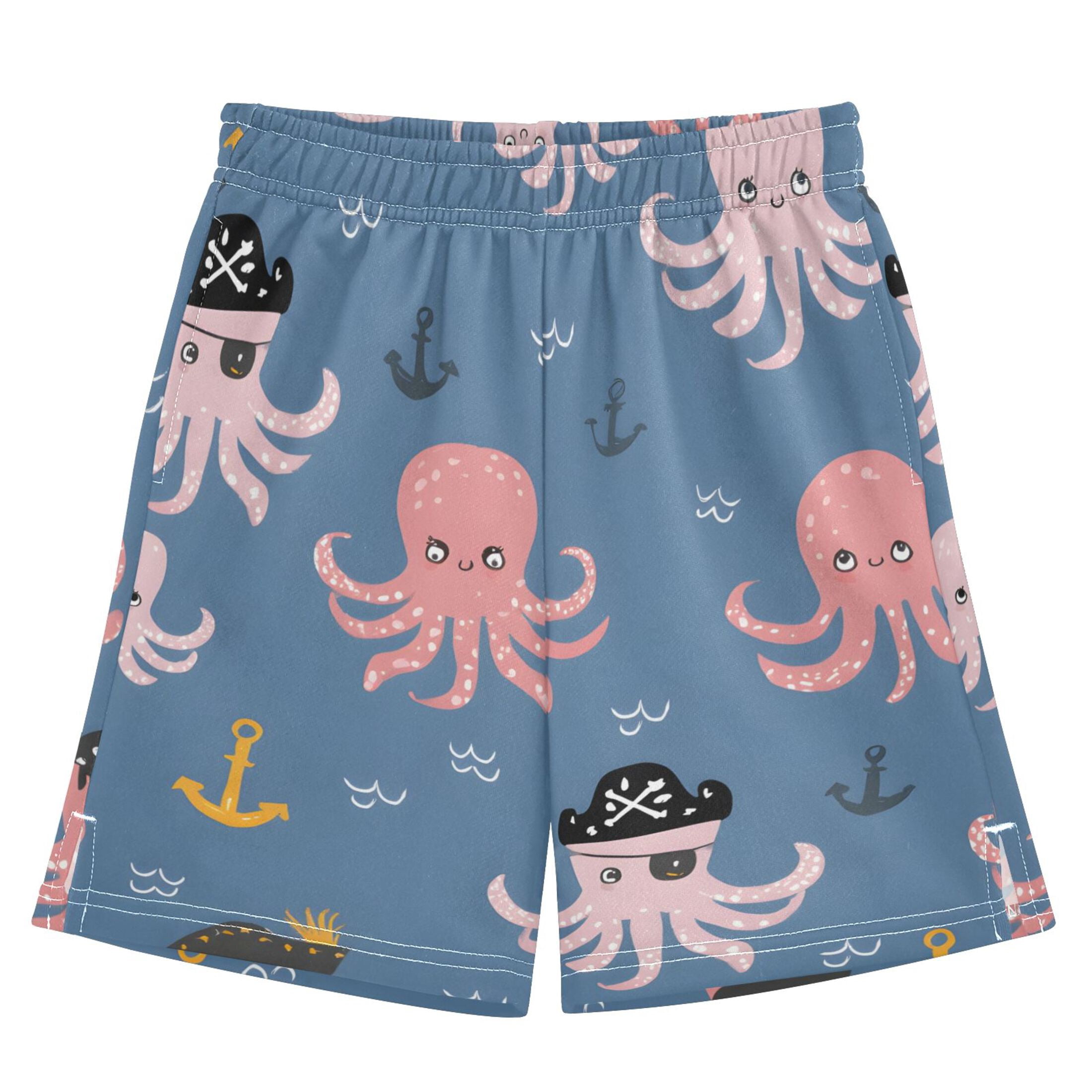 BZSMCE Adjustable Drawstring Casual Shorts With Octopus Pattern Pattern ...