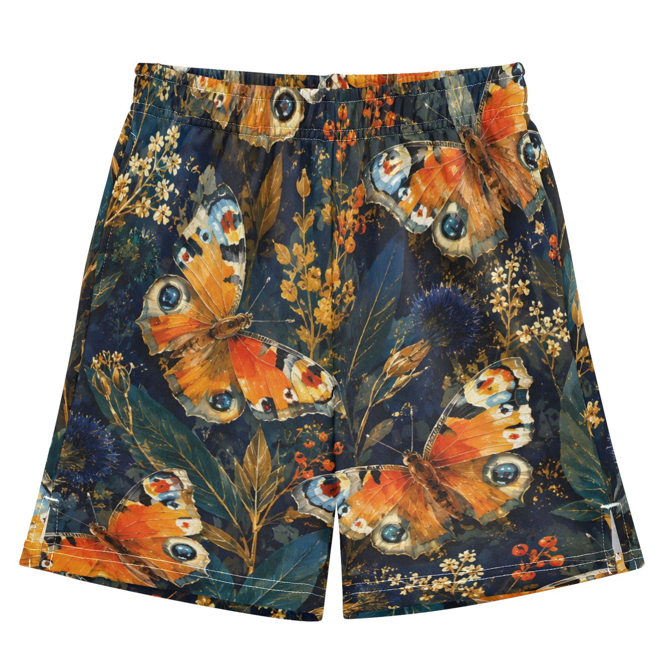 BZSMCE Adjustable Drawstring Casual Shorts With Orange Bow Pattern ...