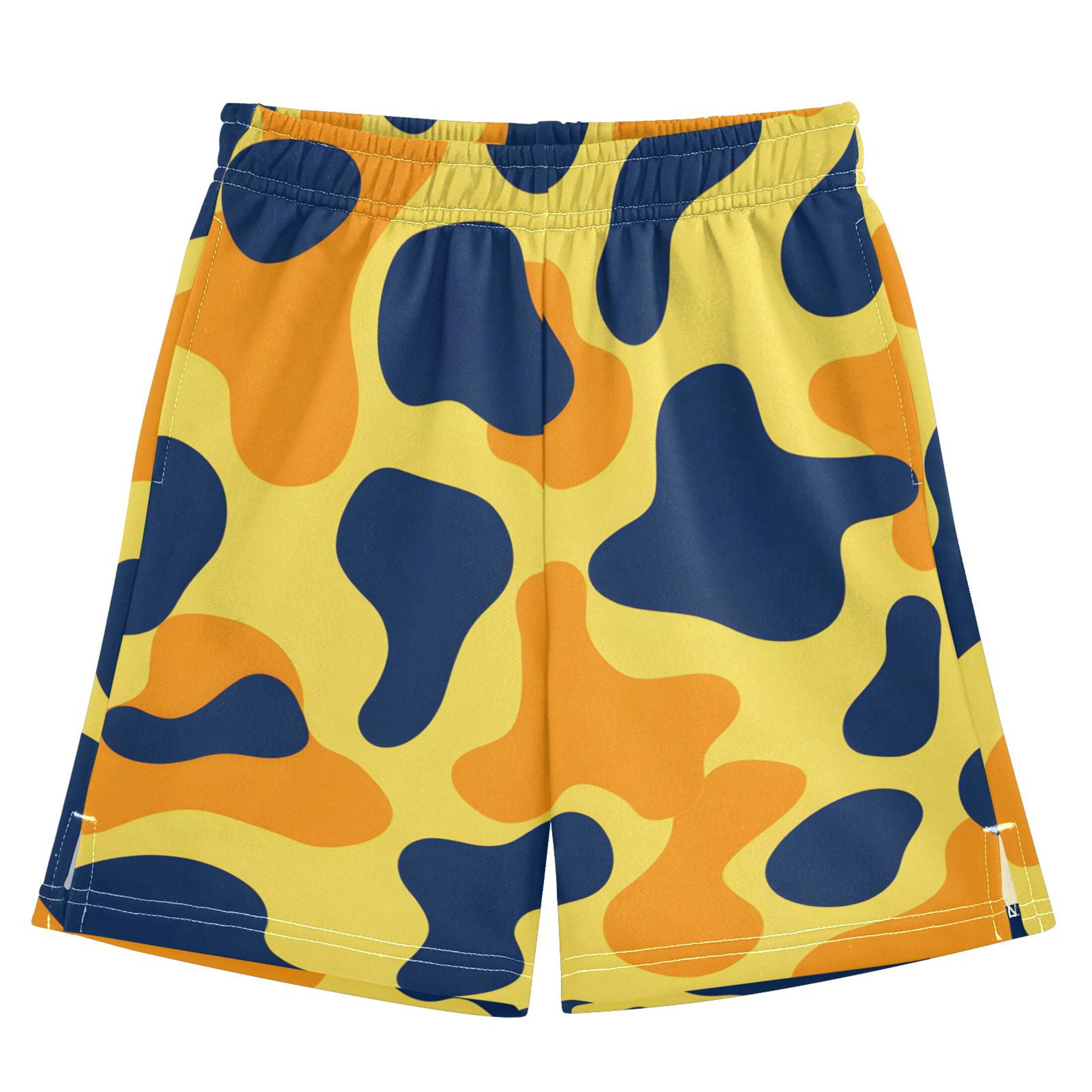 BZSMCE Adjustable Drawstring Casual Shorts With Orange Yellow Cow ...