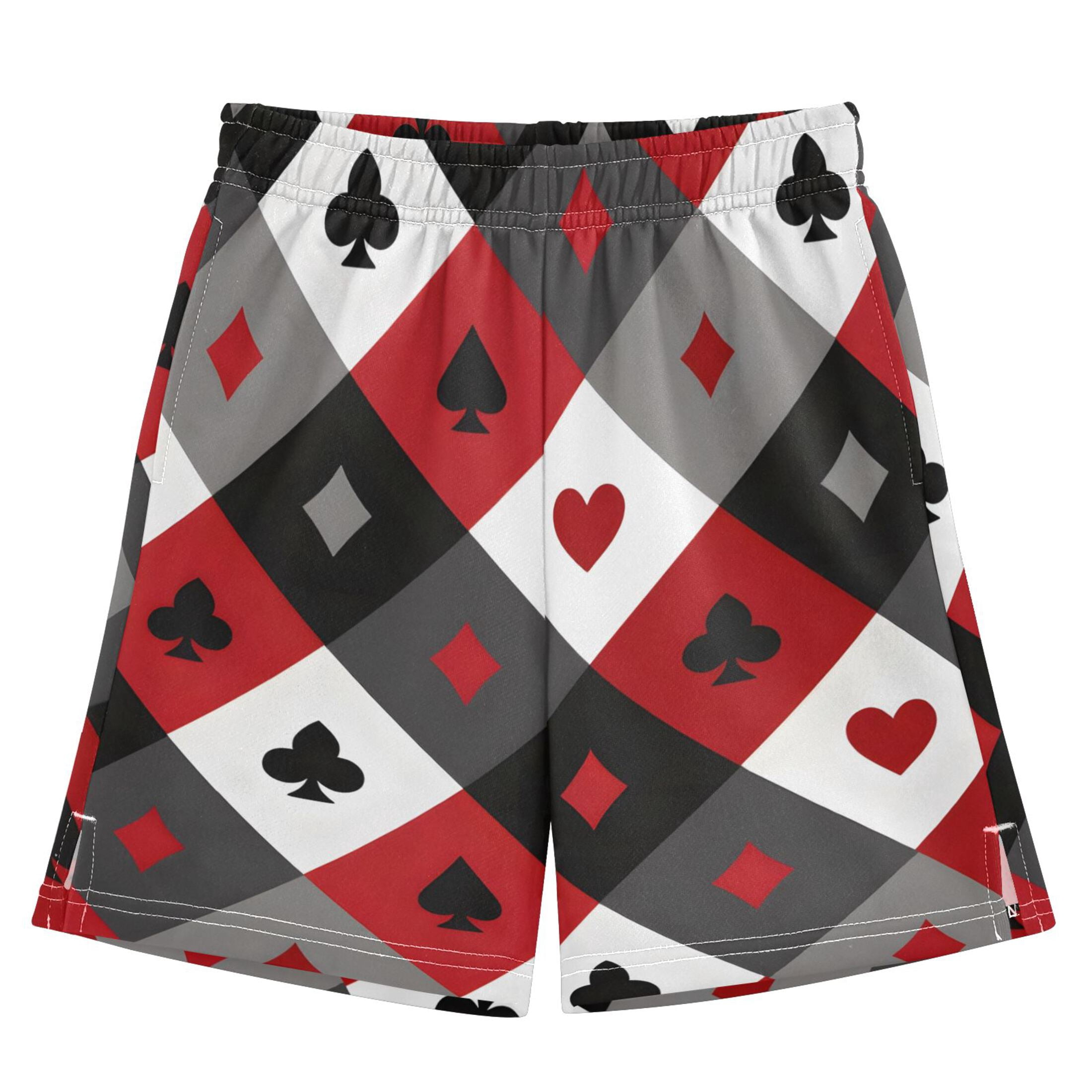 BZSMCE Adjustable Drawstring Casual Shorts With Playing Card Suits and ...