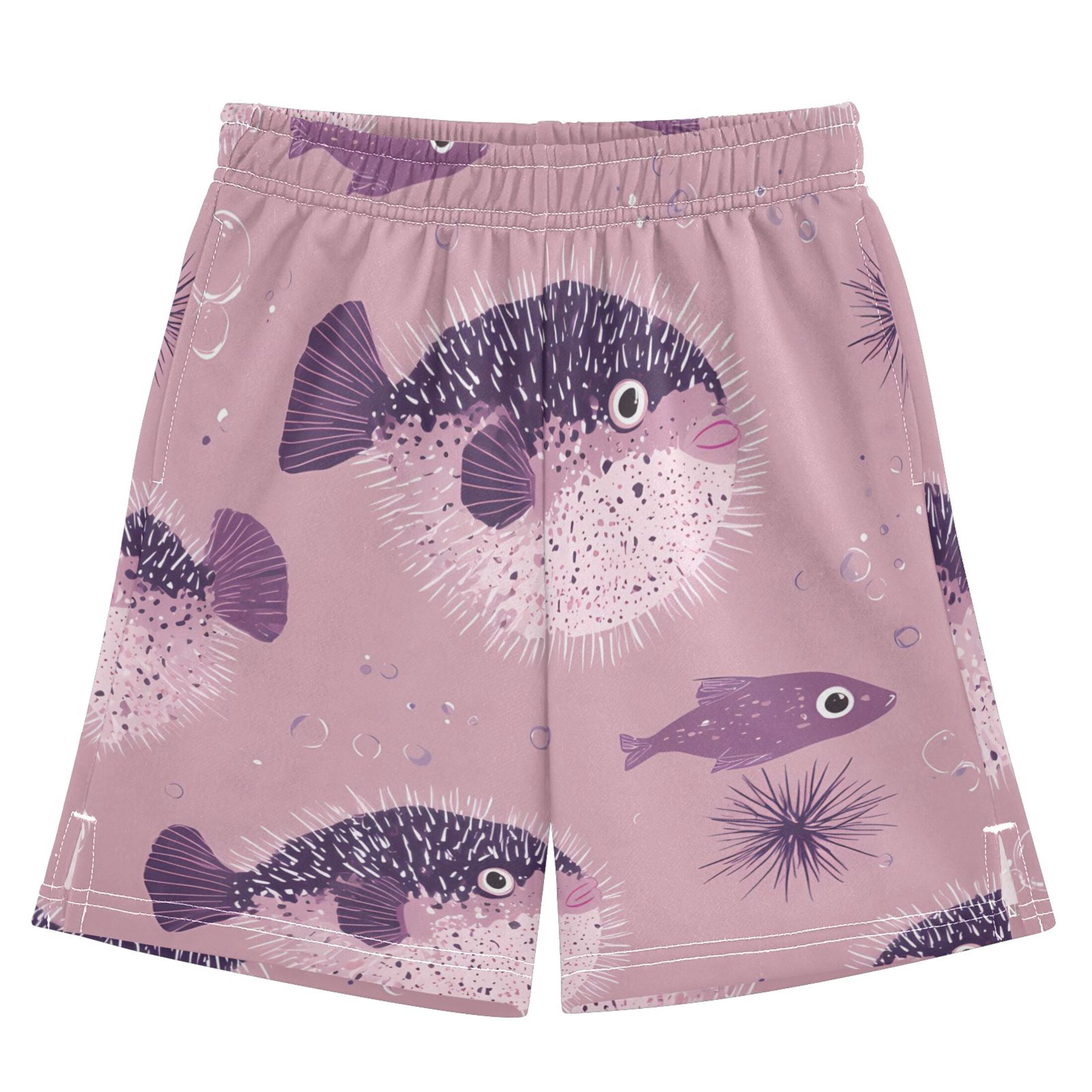 BZSMCE Adjustable Drawstring Casual Shorts With Puffer Fish Pattern ...