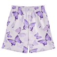 BZSMCE Adjustable Drawstring Casual Shorts With Purple Butterflies ...
