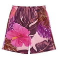BZSMCE Adjustable Drawstring Casual Shorts With Purple Hibiscus Flower ...