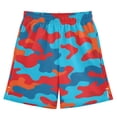 BZSMCE Adjustable Drawstring Casual Shorts With Red Blue Camouflage ...