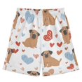 BZSMCE Adjustable Drawstring Casual Shorts With Red Love Dog Pattern ...