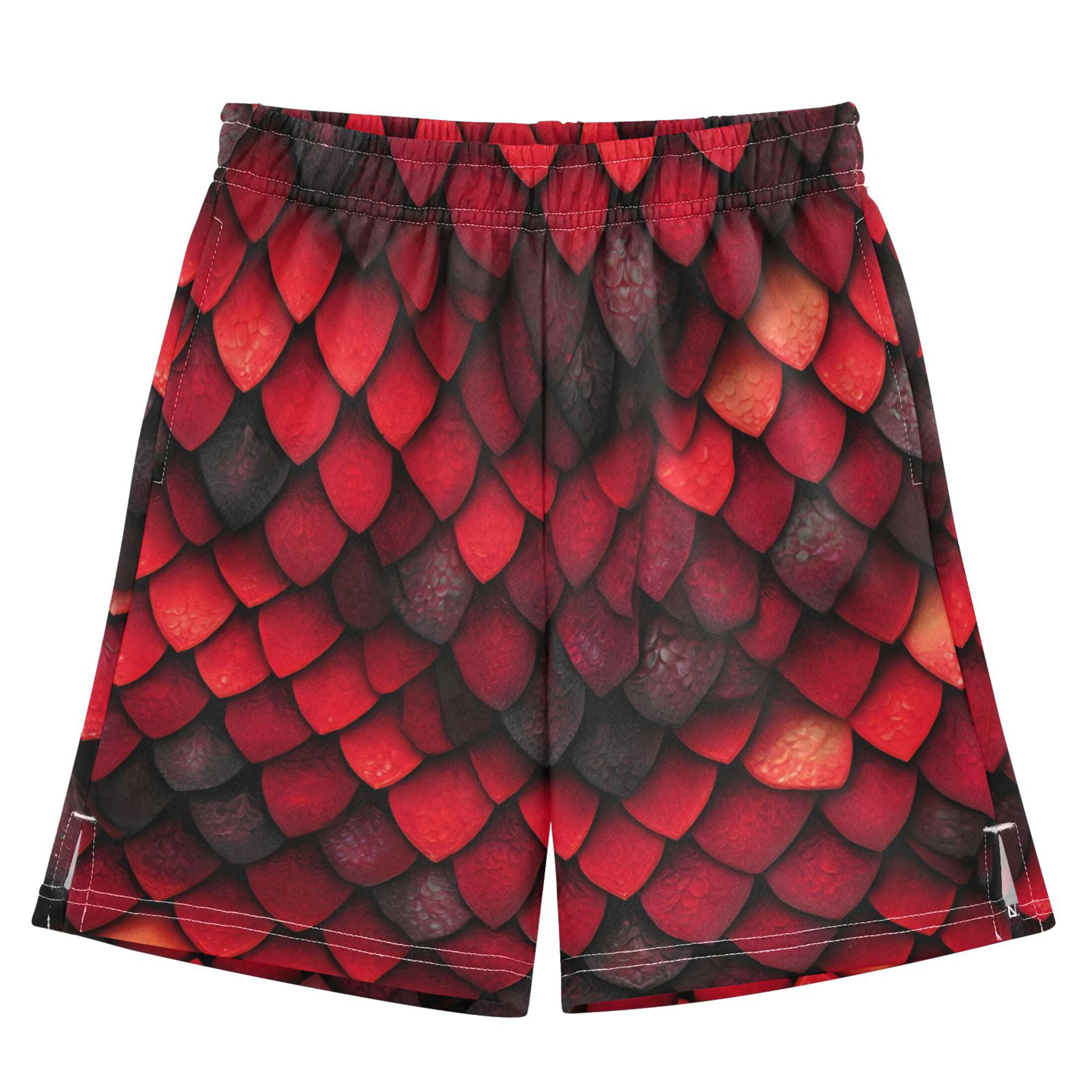 BZSMCE Adjustable Drawstring Casual Shorts With Red Snake Scales ...