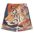 BZSMCE Adjustable Drawstring Casual Shorts With Red Sun Hues Pattern ...