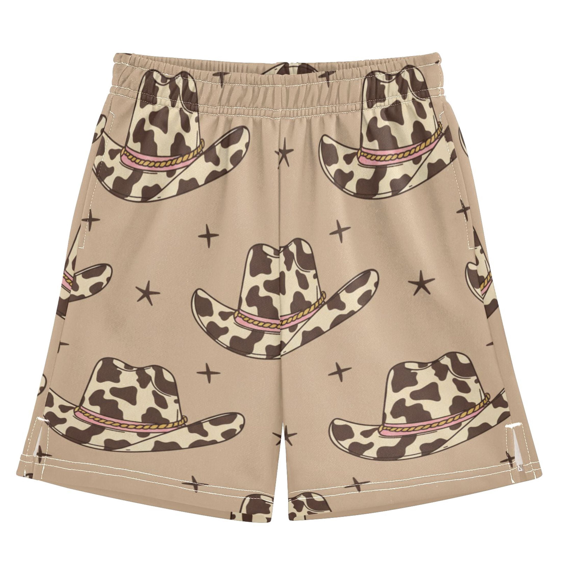 BZSMCE Adjustable Drawstring Casual Shorts With Retro Cowboy Hats with ...