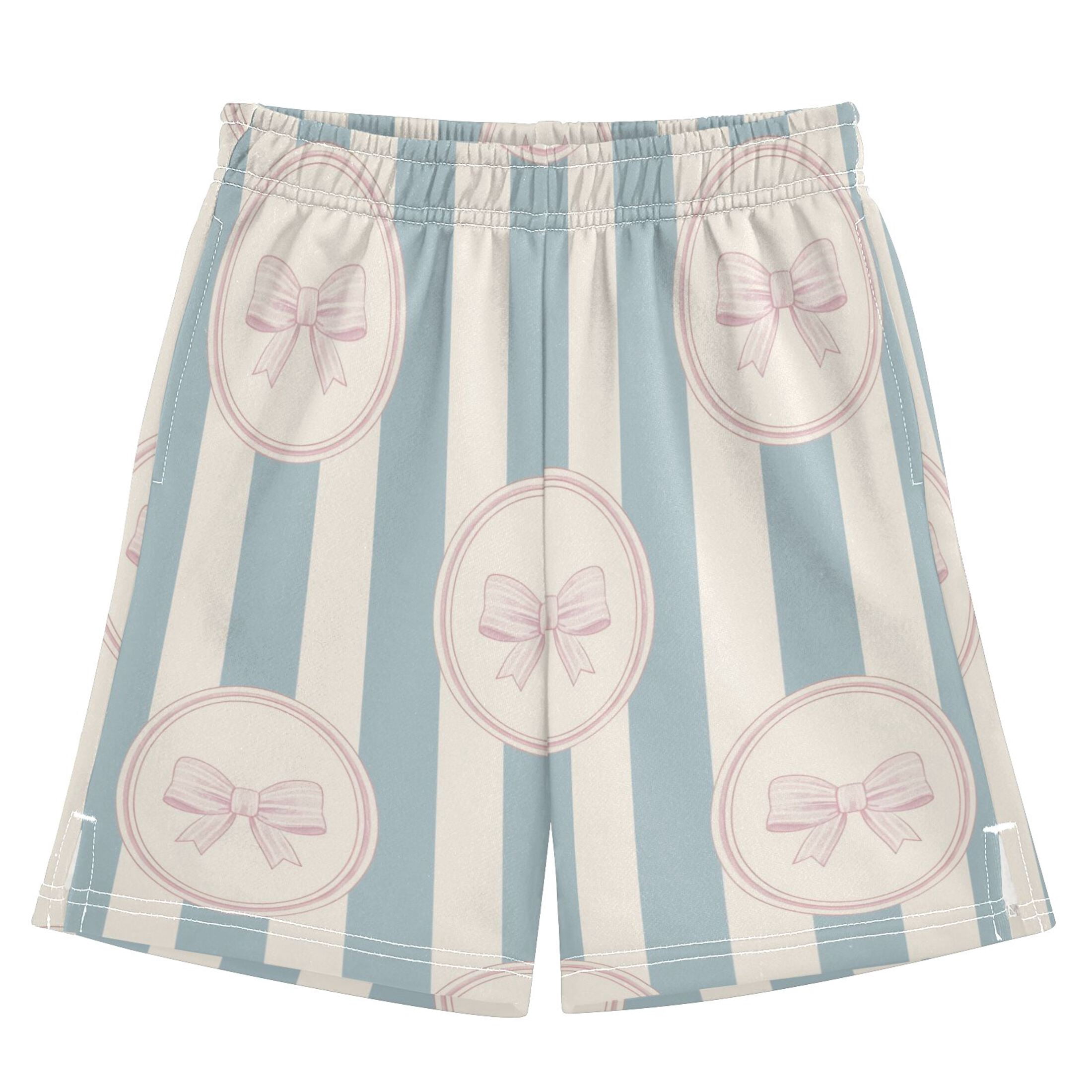 BZSMCE Adjustable Drawstring Casual Shorts With Retro Style with Blue ...