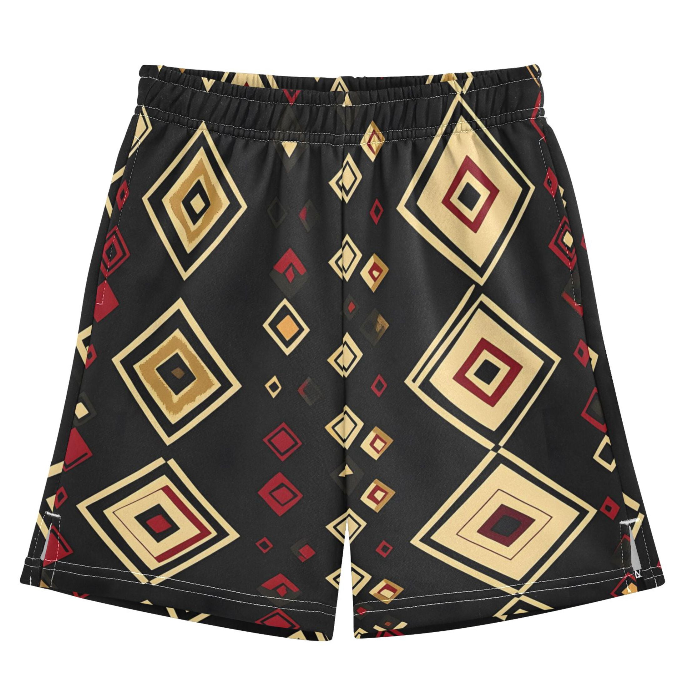 BZSMCE Adjustable Drawstring Casual Shorts With Rhombus Design Pattern ...