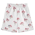 BZSMCE Adjustable Drawstring Casual Shorts With Small Red Flower ...