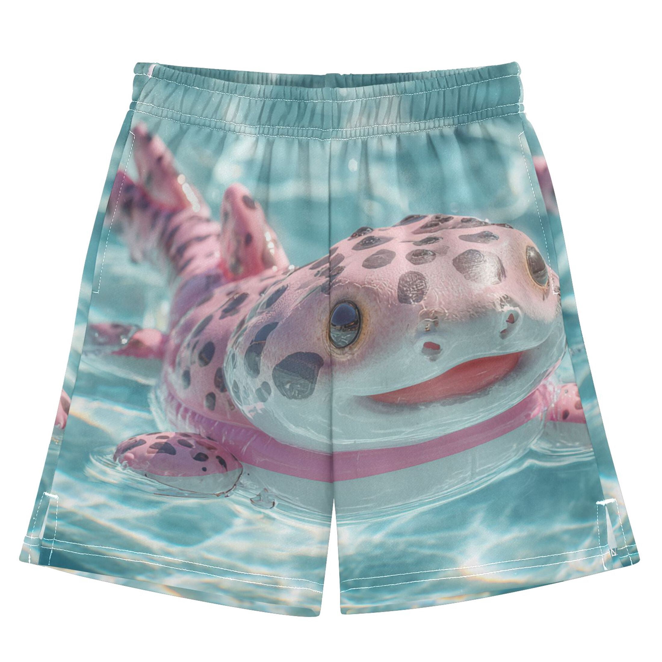 BZSMCE Adjustable Drawstring Casual Shorts With Spotted Axolotl Swim ...