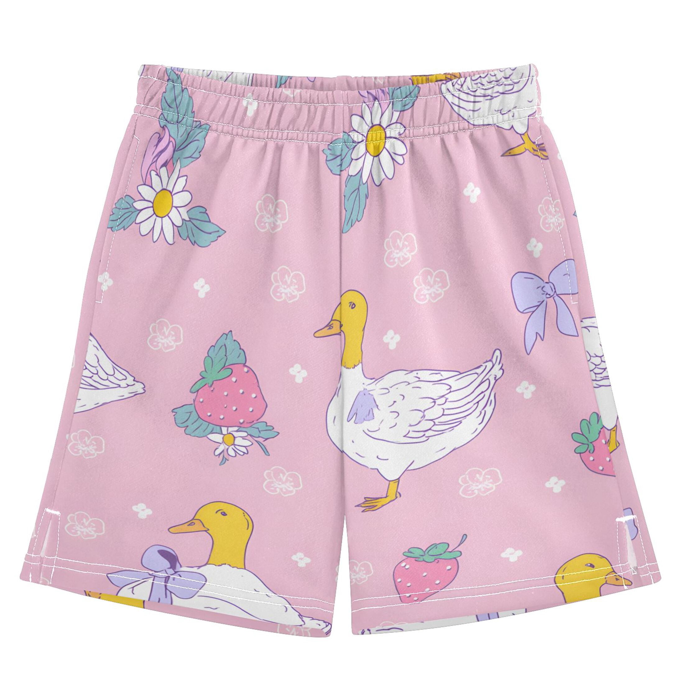 BZSMCE Adjustable Drawstring Casual Shorts With Strawberry Goose ...