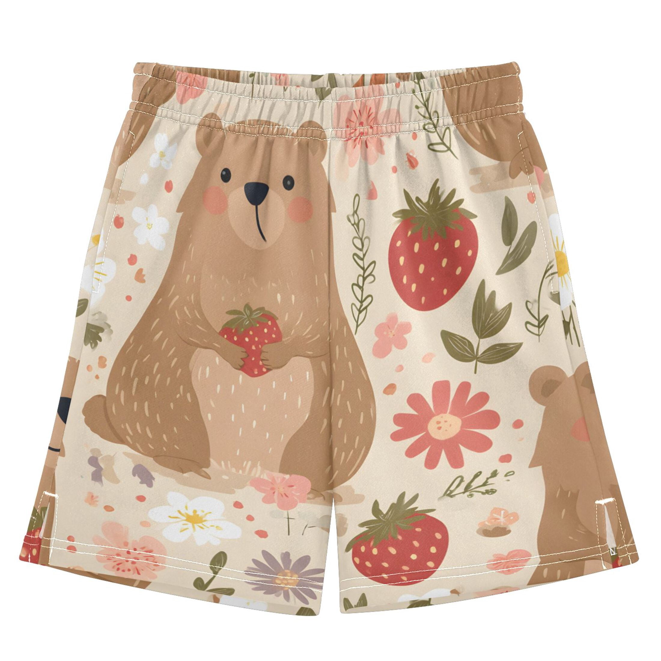 BZSMCE Adjustable Drawstring Casual Shorts With Strawberry Groundhog ...