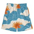 BZSMCE Adjustable Drawstring Casual Shorts With Sun Waves Pattern ...