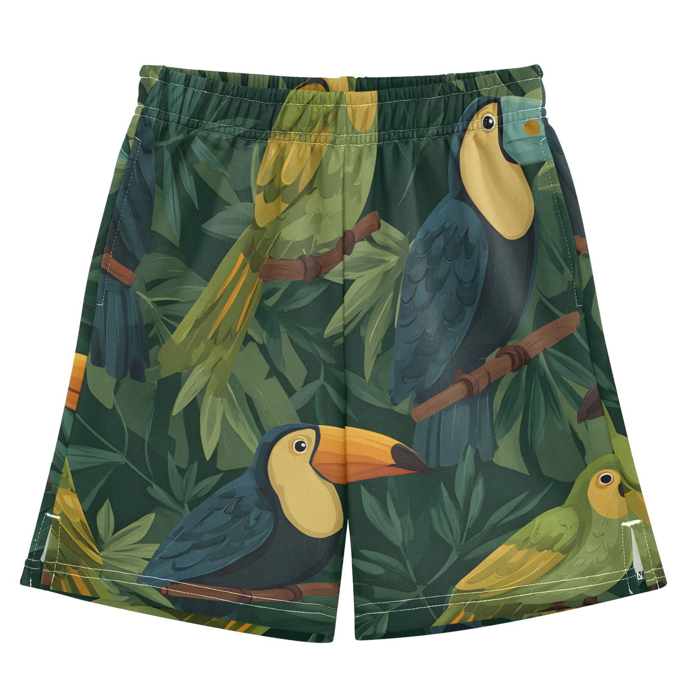 BZSMCE Adjustable Drawstring Casual Shorts With Toucan Pattern Pattern ...