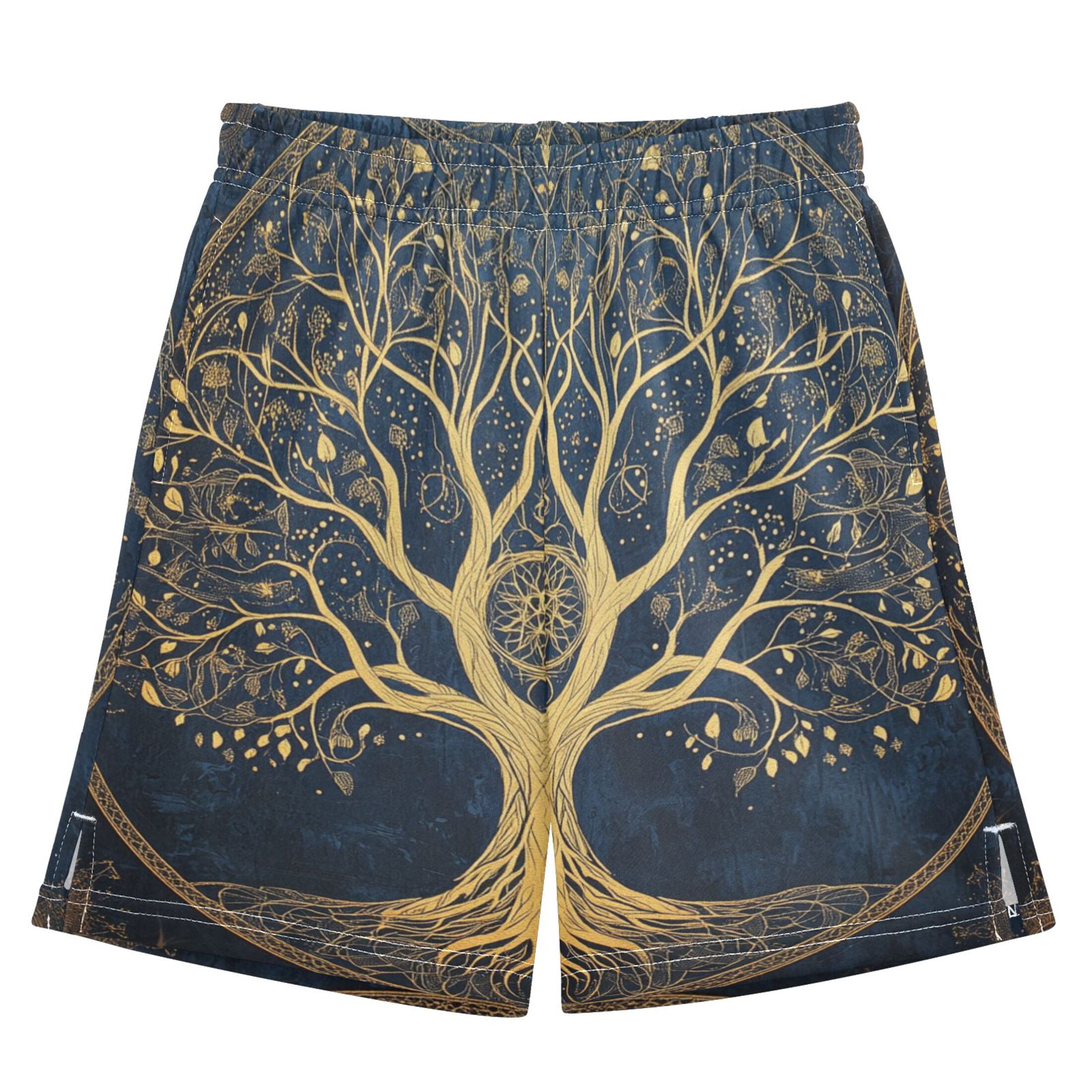 BZSMCE Adjustable Drawstring Casual Shorts With Tree Of Life in Harmony ...