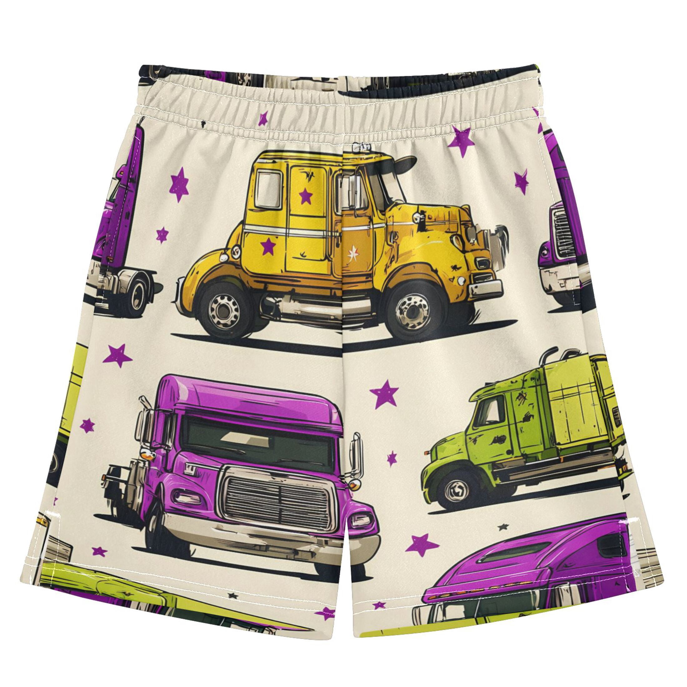BZSMCE Adjustable Drawstring Casual Shorts With Truck Stars Pattern ...