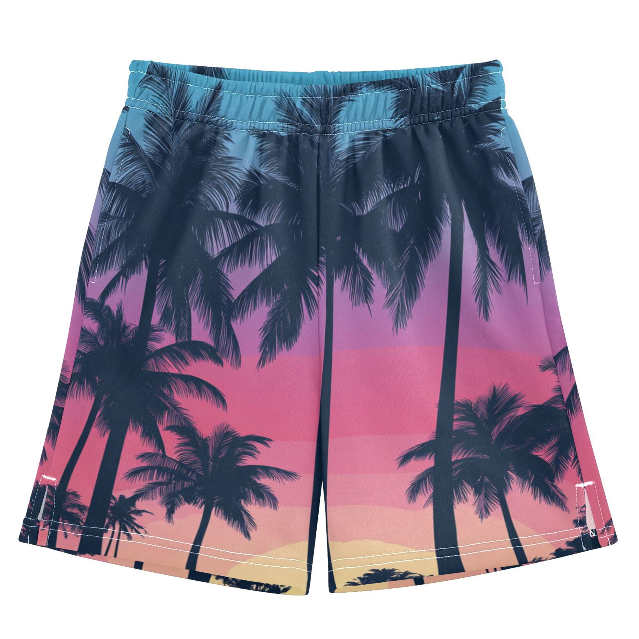 BZSMCE Adjustable Drawstring Casual Shorts With Twilight Oasis Pattern ...