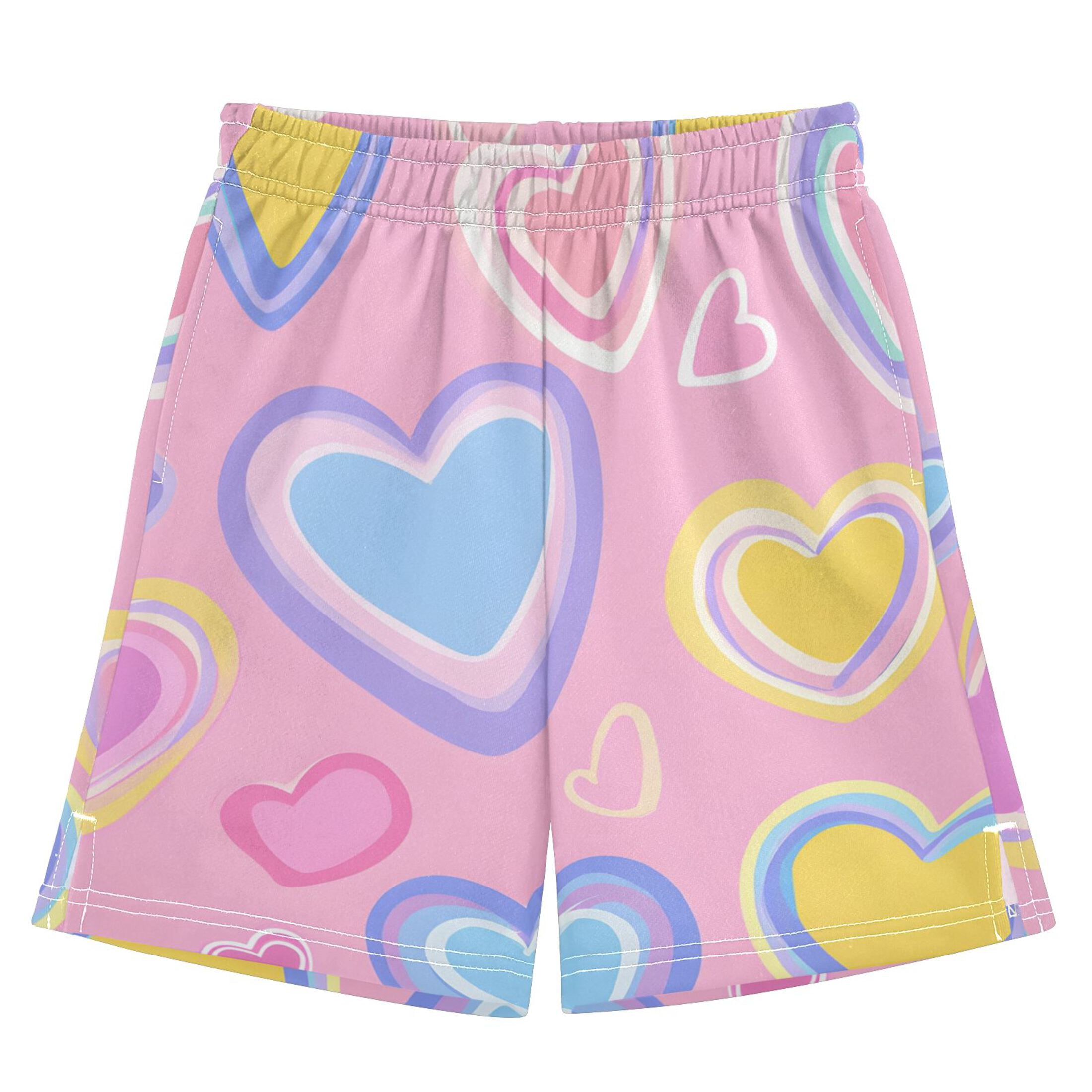 BZSMCE Adjustable Drawstring Casual Shorts With Various Colored Heart ...