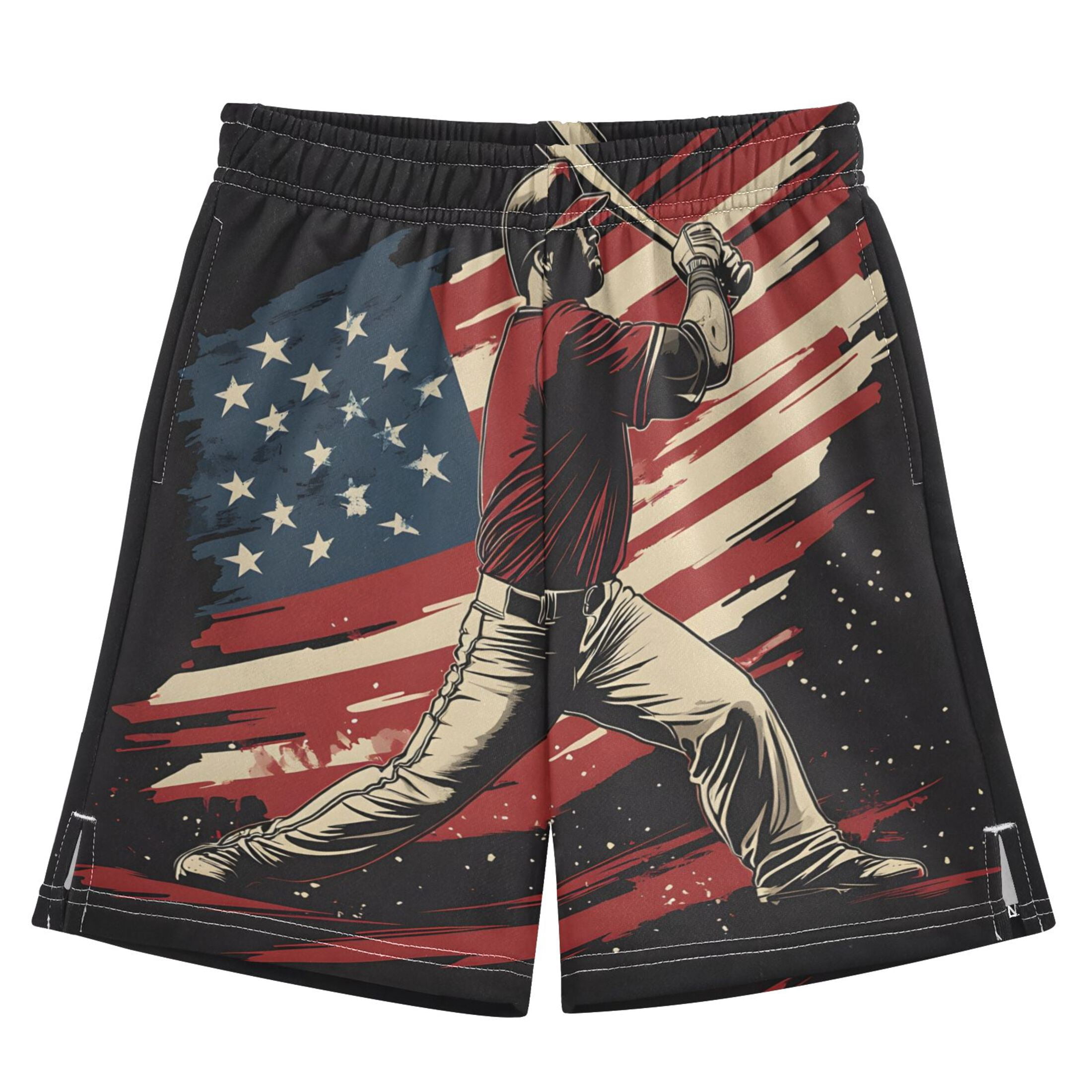 BZSMCE Adjustable Drawstring Casual Shorts With Vintage Baseball Player ...