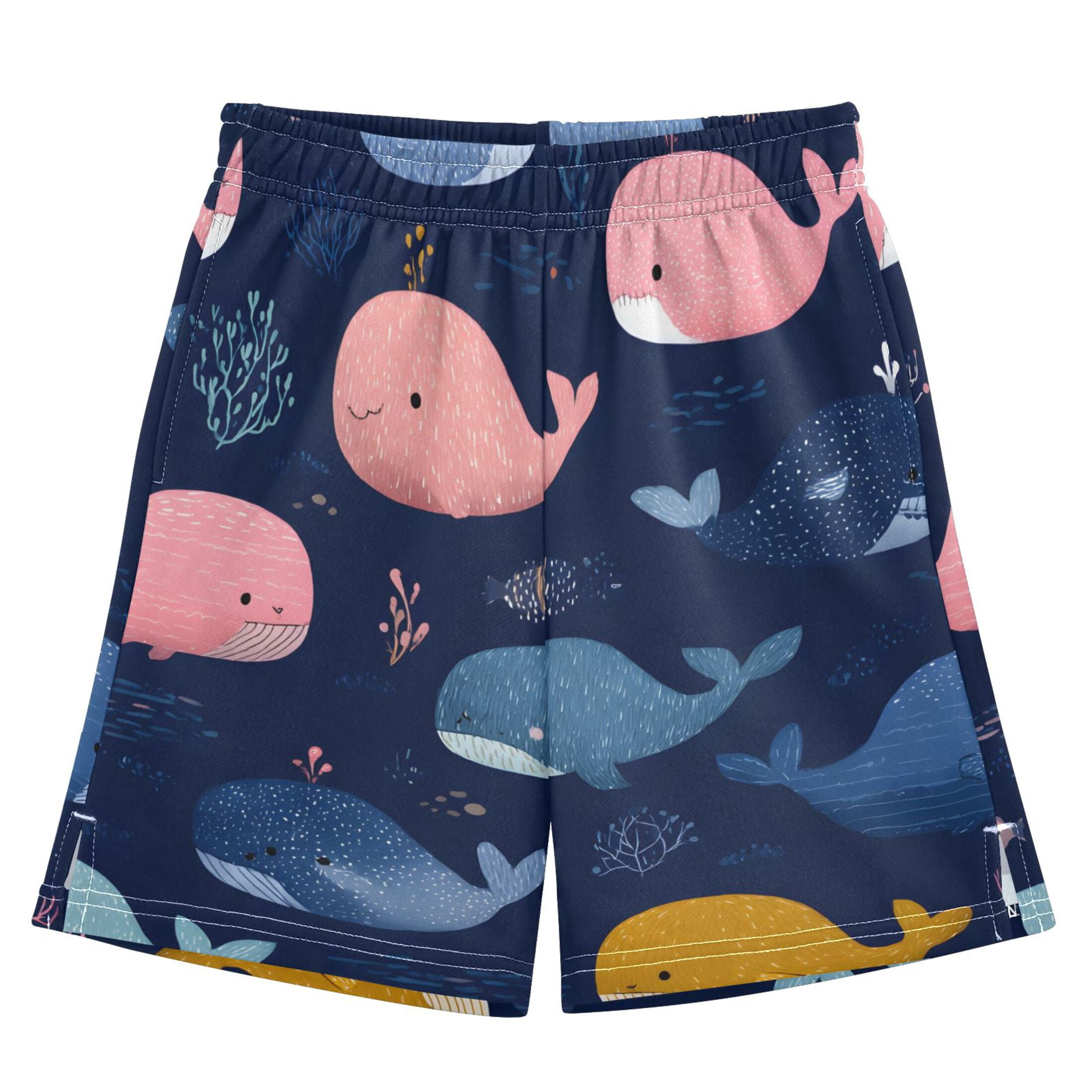 BZSMCE Adjustable Drawstring Casual Shorts With Whale Coral Pattern ...