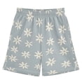 BZSMCE Adjustable Drawstring Casual Shorts With White Flowers Simple ...
