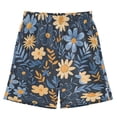 BZSMCE Adjustable Drawstring Casual Shorts With Yellow Flowers Blue ...