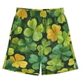 BZSMCE Adjustable Drawstring Casual Shorts With Yellow Green Four Leaf ...