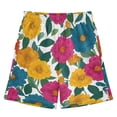 BZSMCE Adjustable Drawstring Casual Shorts With Yellow Red Blue Flowers ...