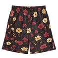 BZSMCE Adjustable Drawstring Casual Shorts With Yellow Red Flower ...
